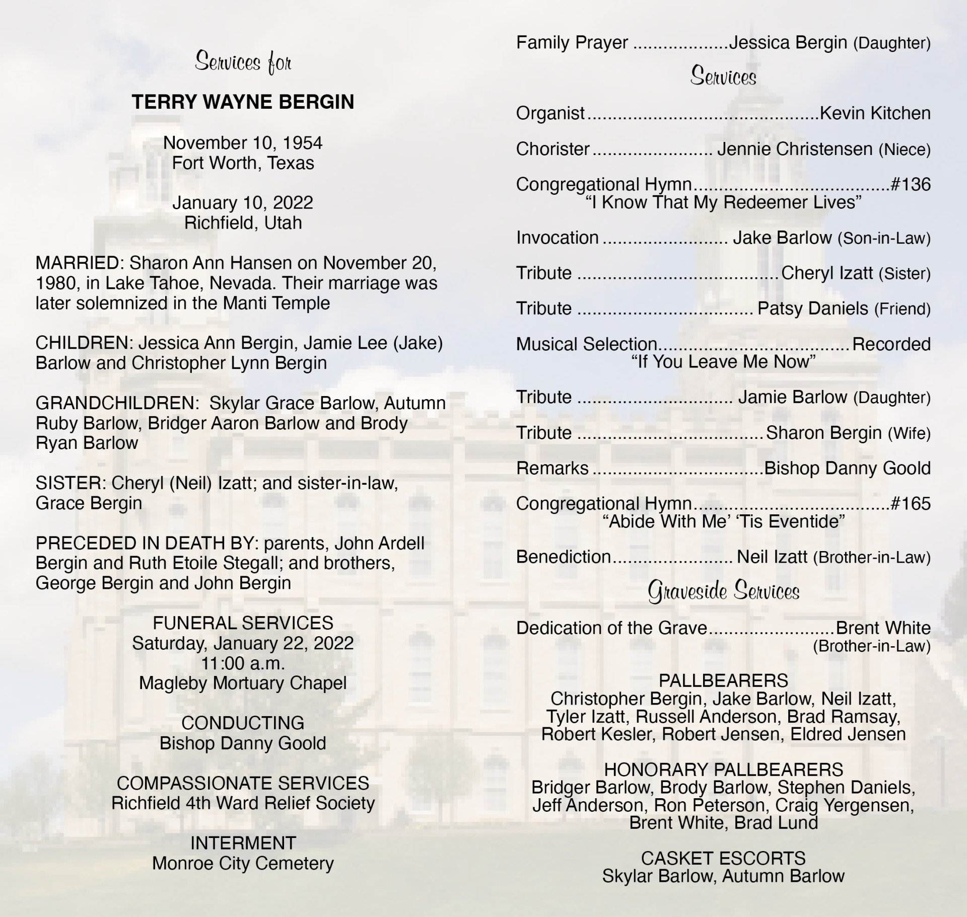 Funeral Program Samples | Magleby