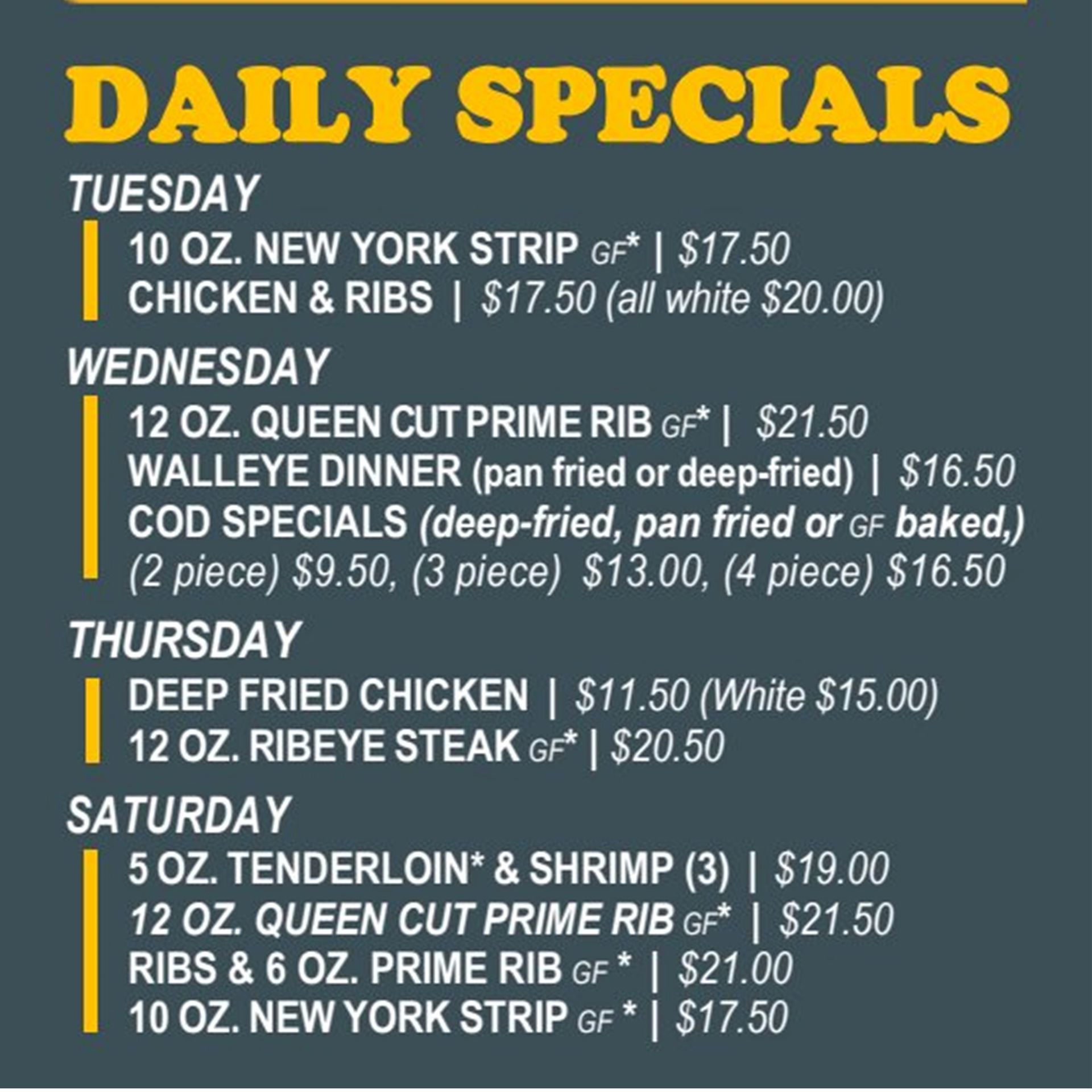 Restaurant Specials | Wausau, WI | The Loading Zone