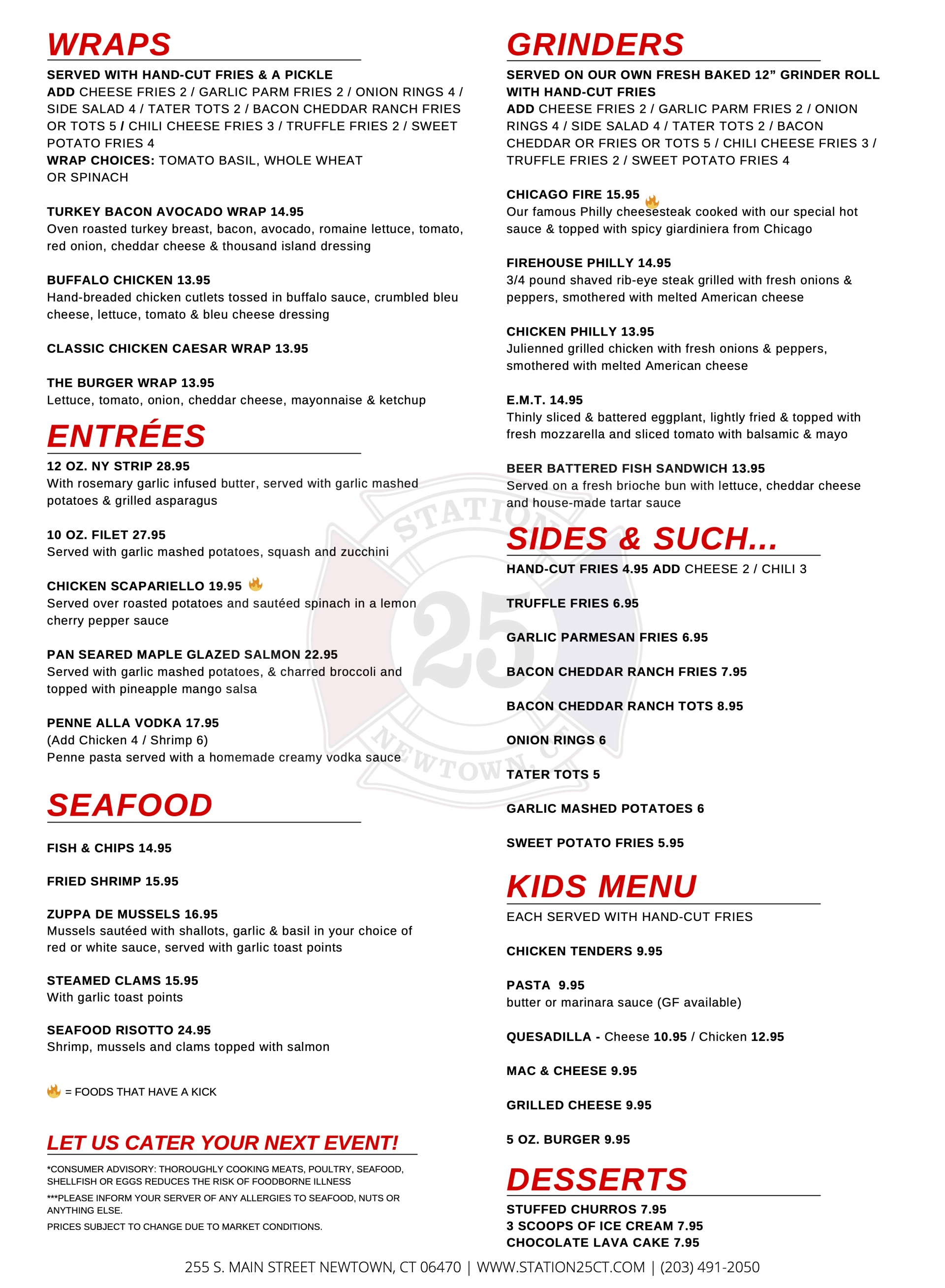 Station 25 Restaurant | 255 S. Main Street, Newtown, CT | 06470