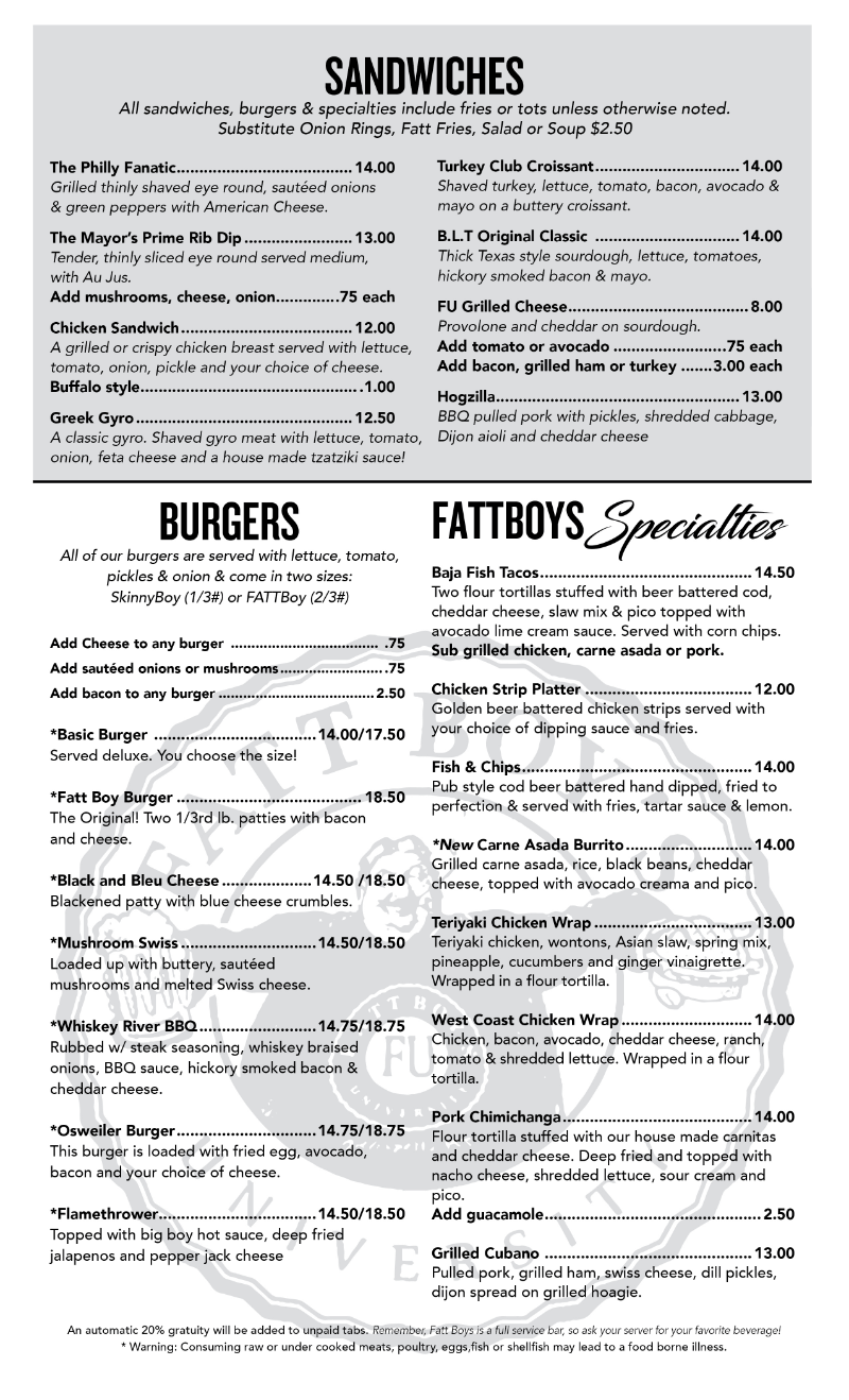 Delicious Menu Selections | Fatt Boys