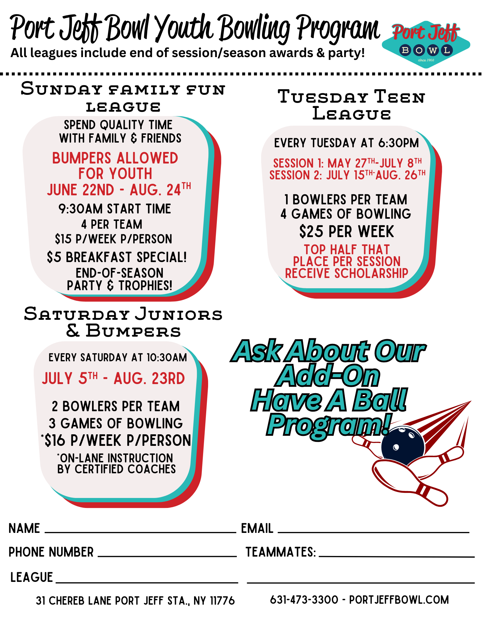 Leagues at Port Jeff Bowl