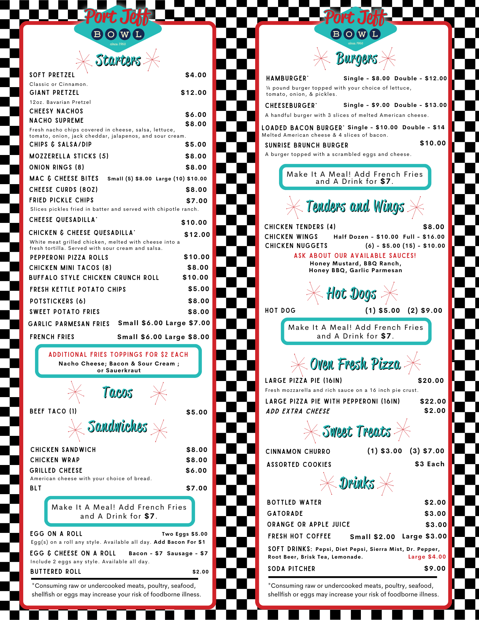 Food Menu | Port Jeff Bowl