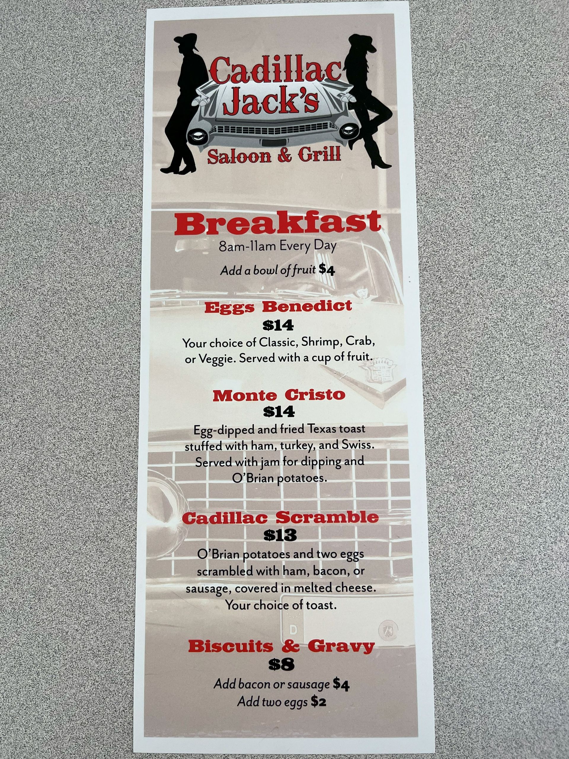 Food | Cadillac Jack’s Saloon and Grill