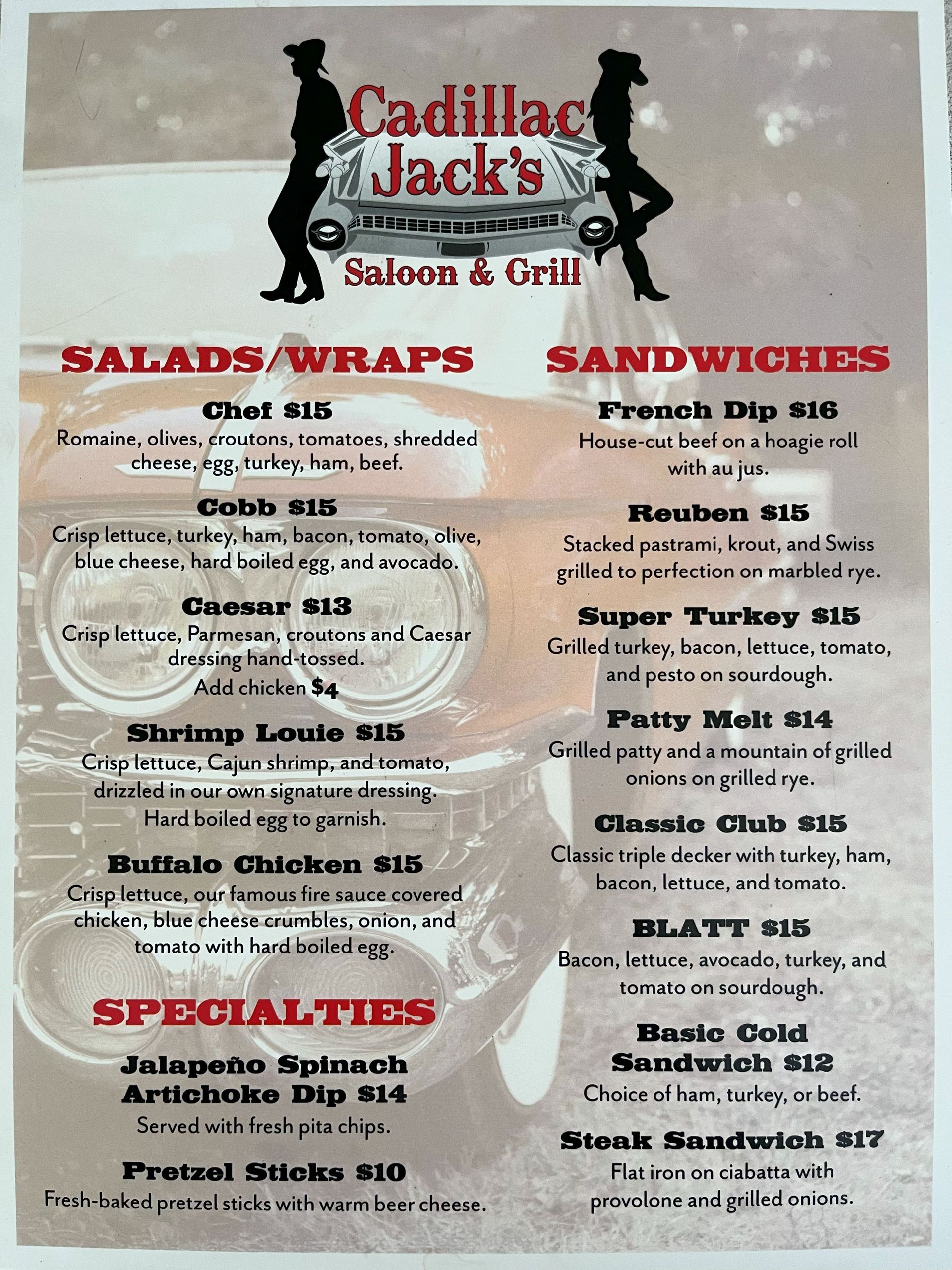 Food | Cadillac Jack’s Saloon and Grill