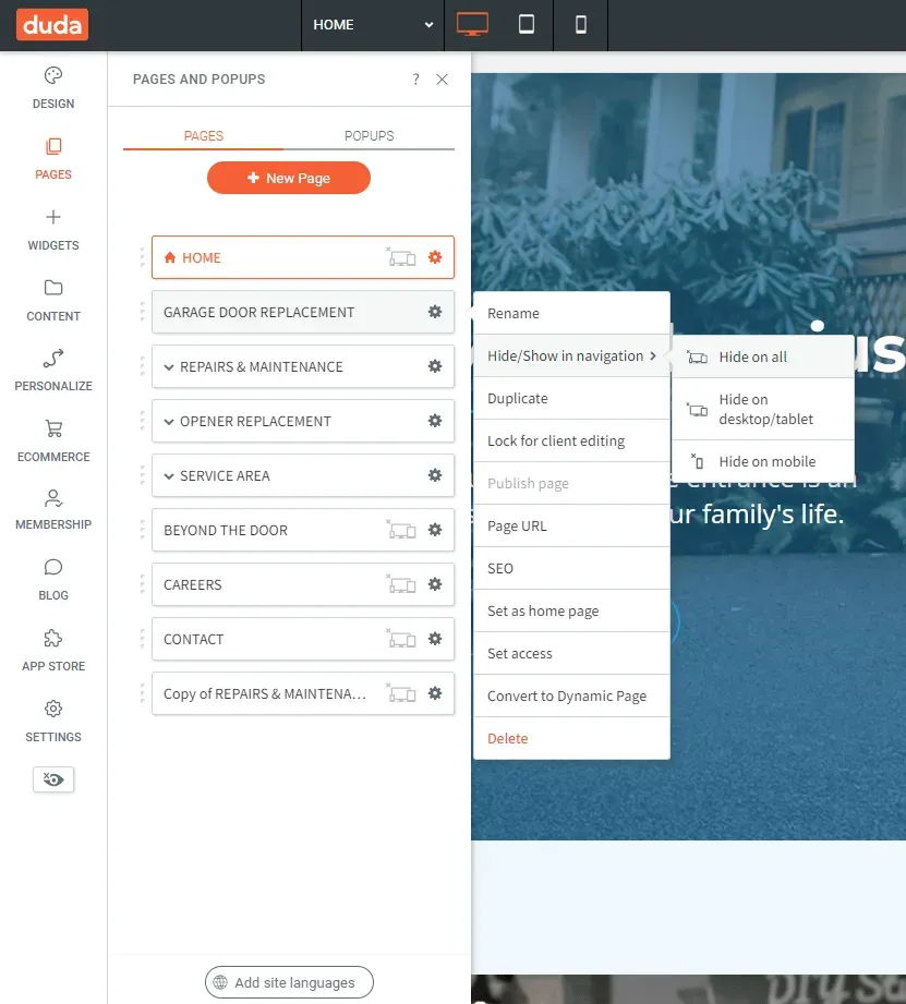 How to Add a Page in Duda