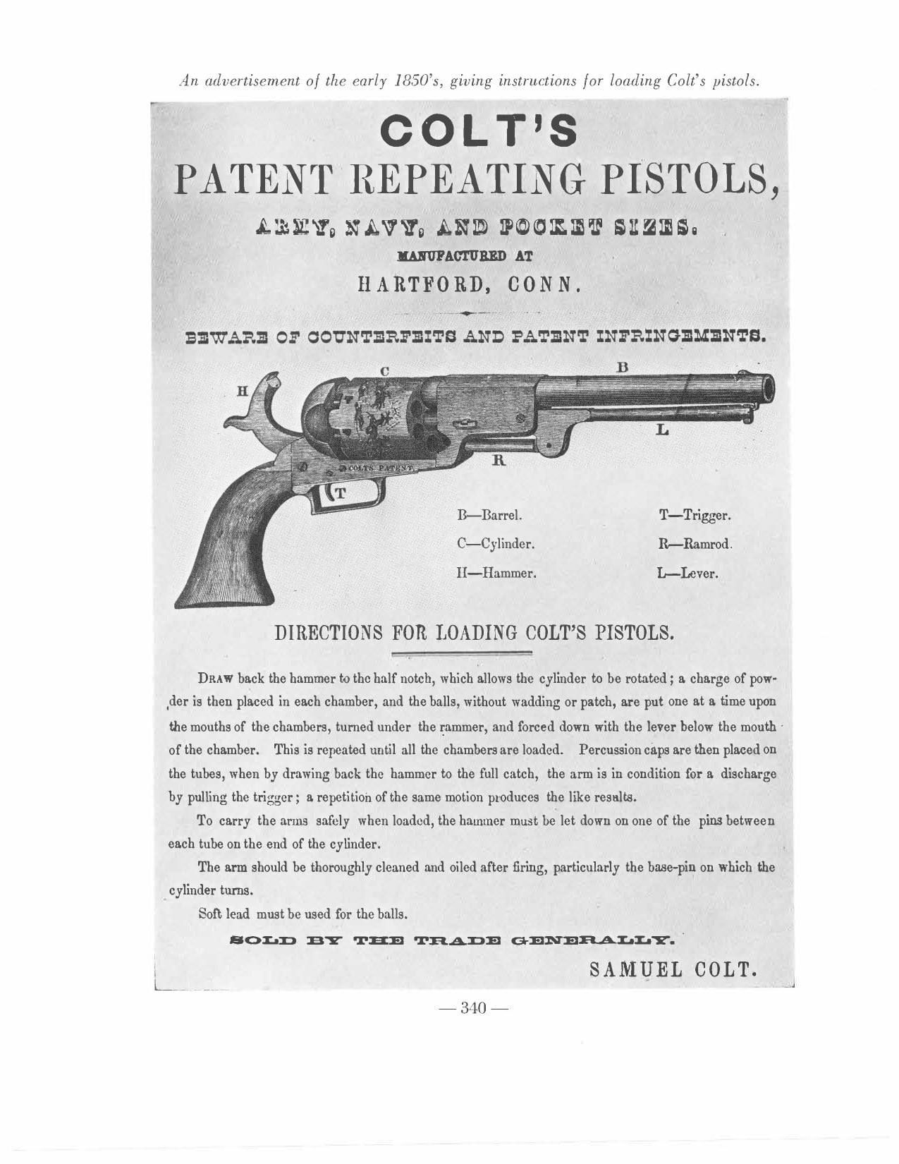 Colt Broadsheets with Loading Data for Original Revolvers