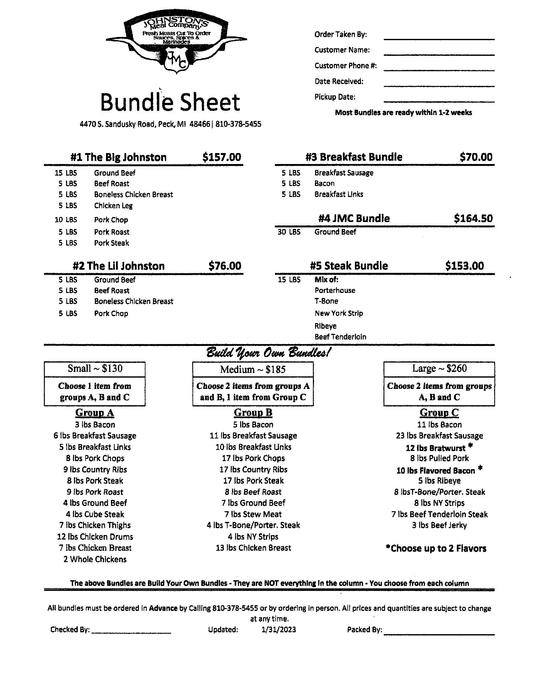 Bundle Forms | Johnston's Meat Company
