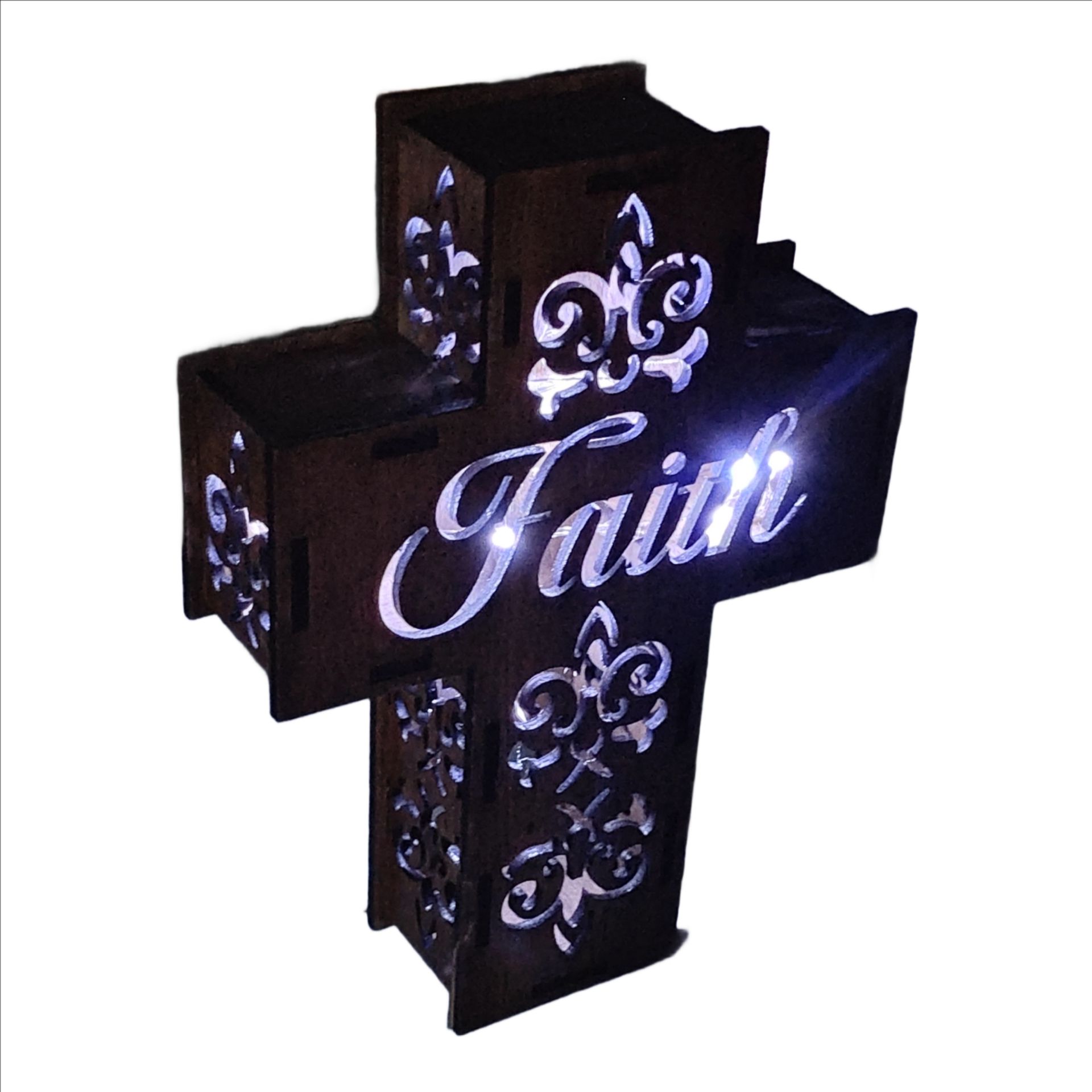 Faith Glow Cross – Lighted Wooden Shelf Decor