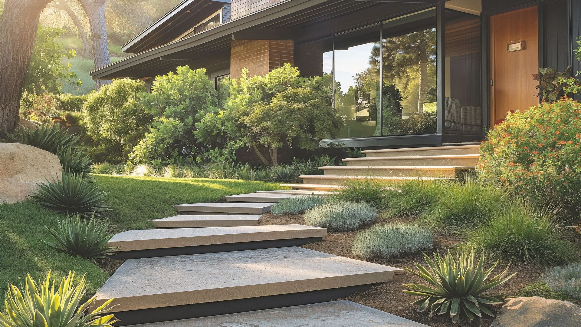 Midcentury Modern Landscaping Concepts - Floating Steps and Walkways Ideas