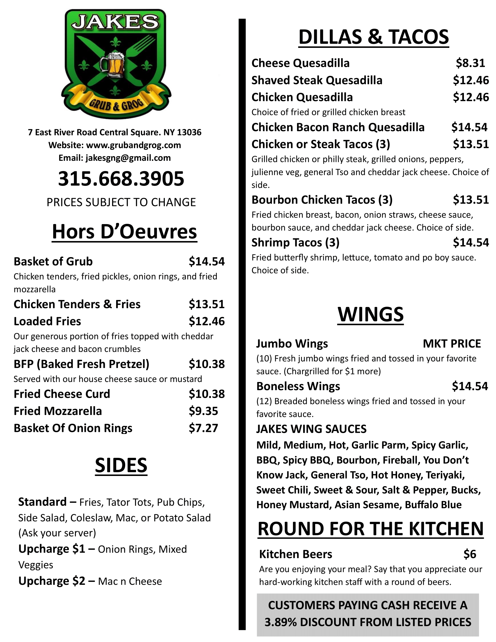 Jake's Grub & Grog | Brewerton Food, Drinks & Events