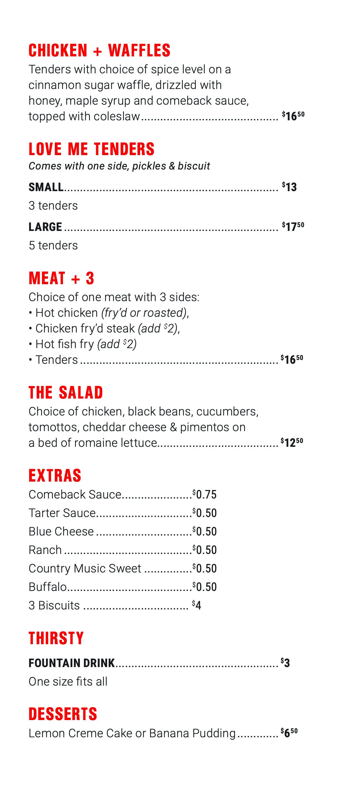 Menu | Nashville Hot Chicken