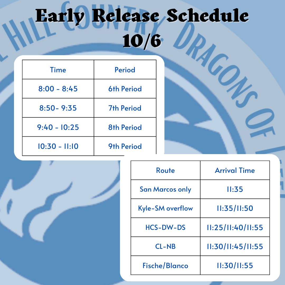Early Release Schedule | Katherine Anne Porter School