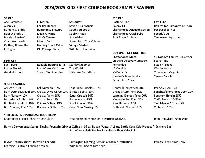 Sample Savings | Kids First Coupon Book