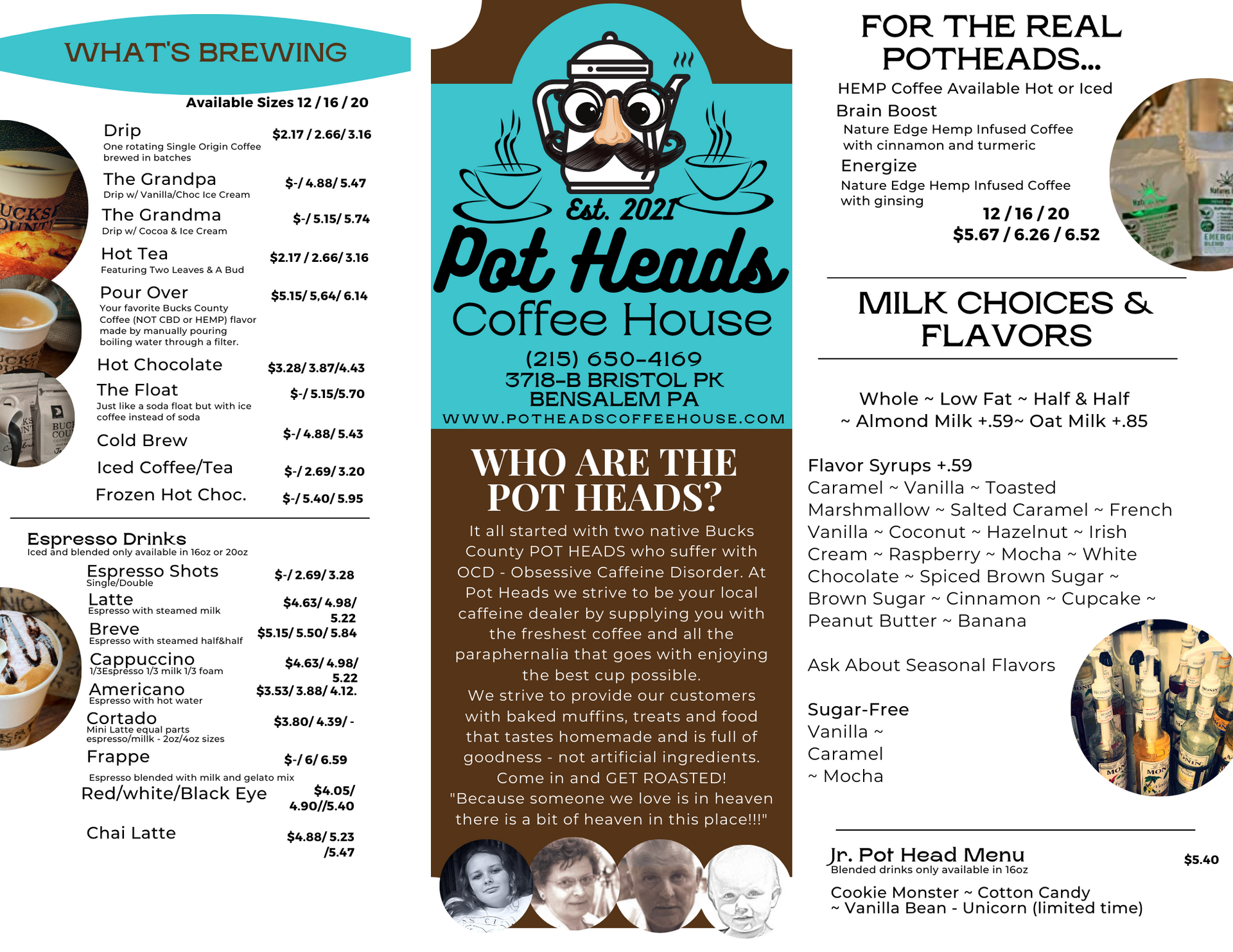 Pot Heads Coffee House - Menu
