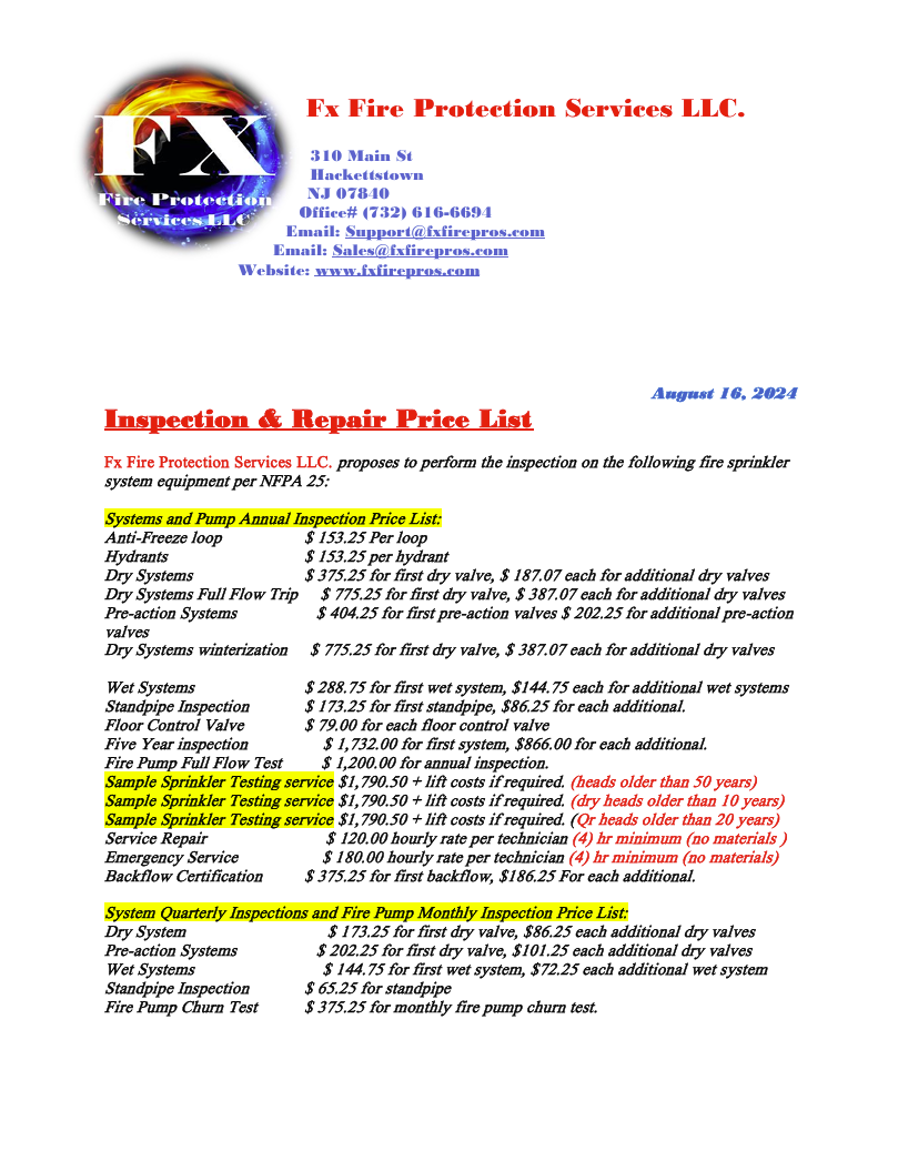 FX FIRE PROTECTION SERVICES LLC.