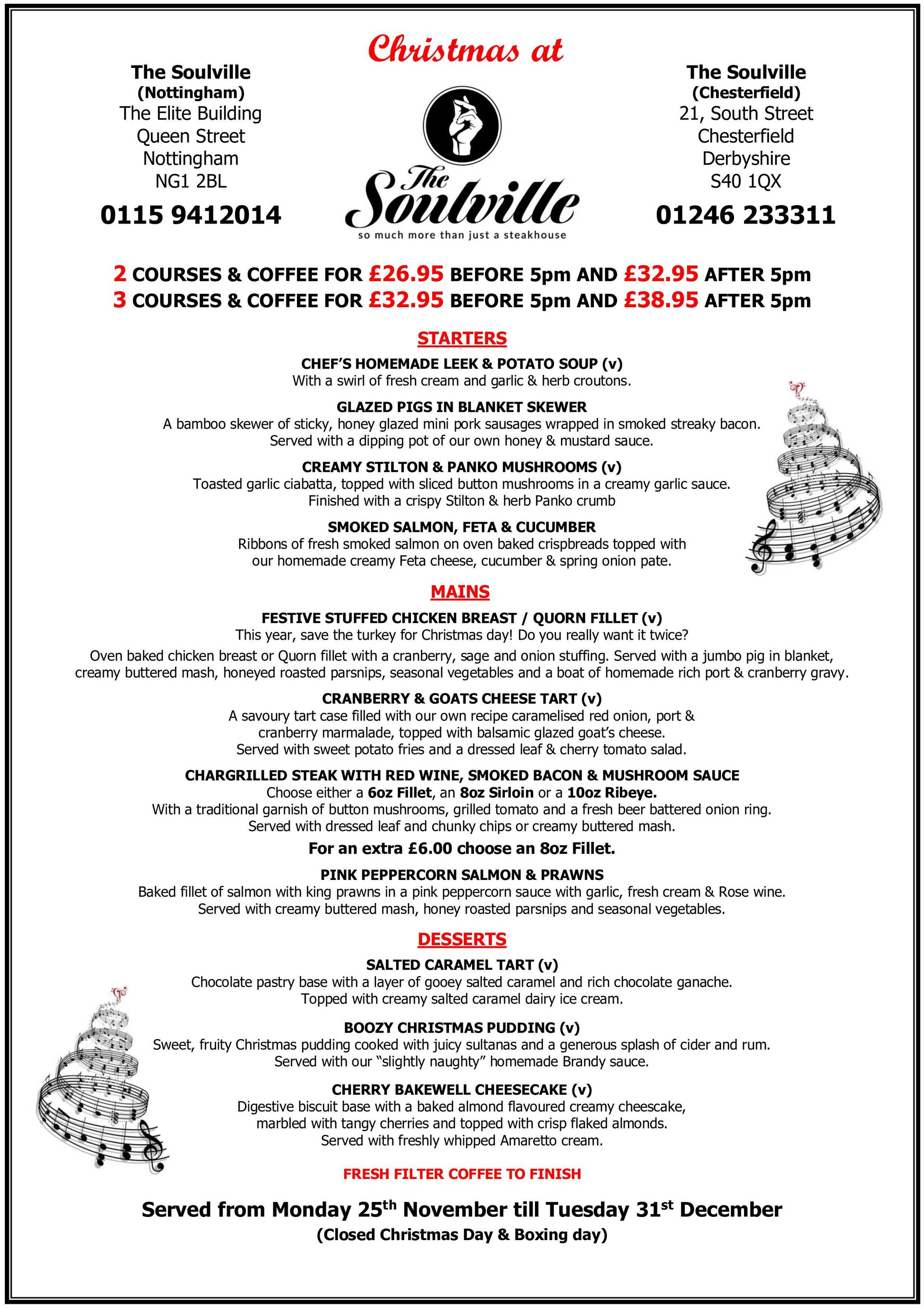 Restaurant Menu | The Soulville Steakhouse