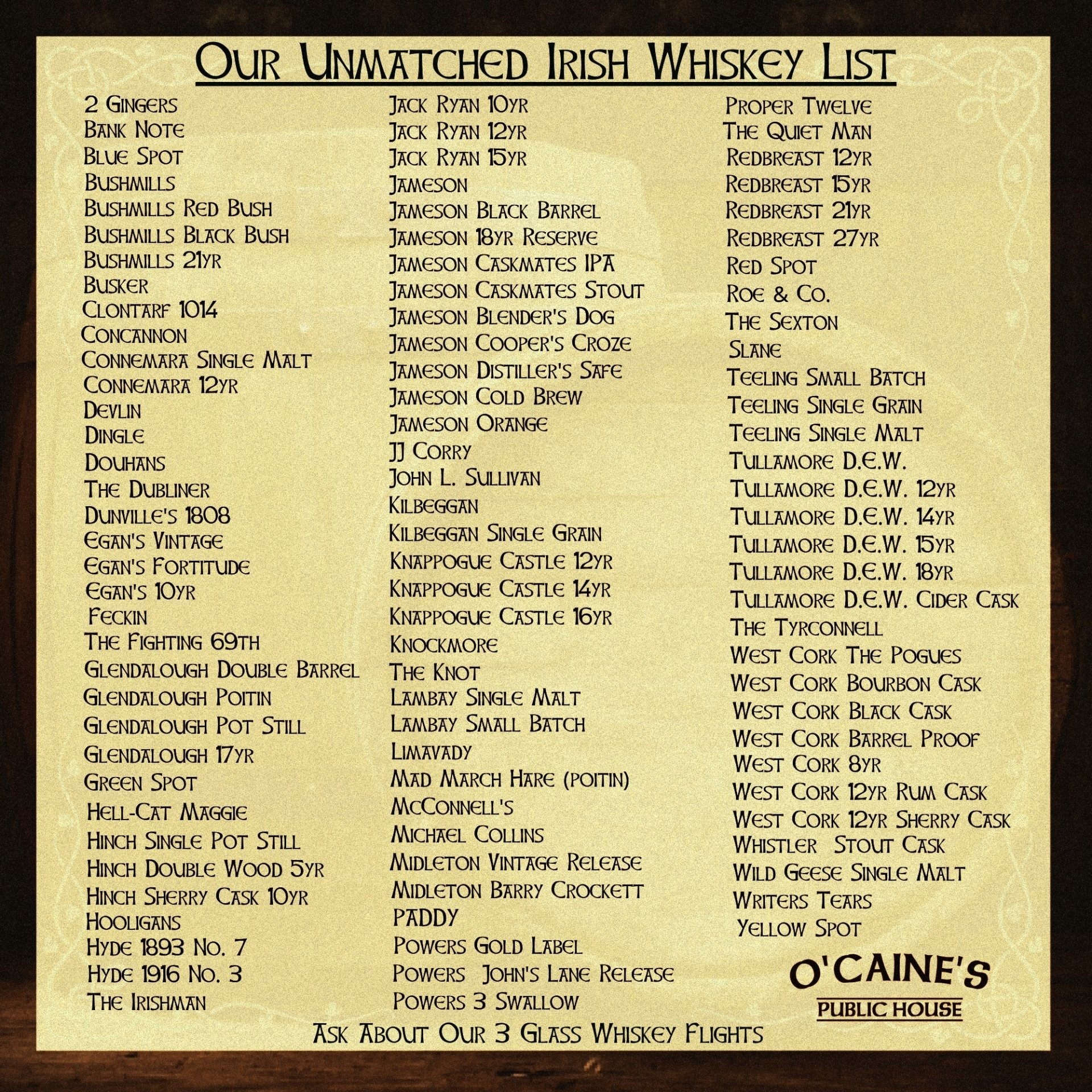 Drinks | Rancho Mirage, CA | O'Caines's Irish Pub