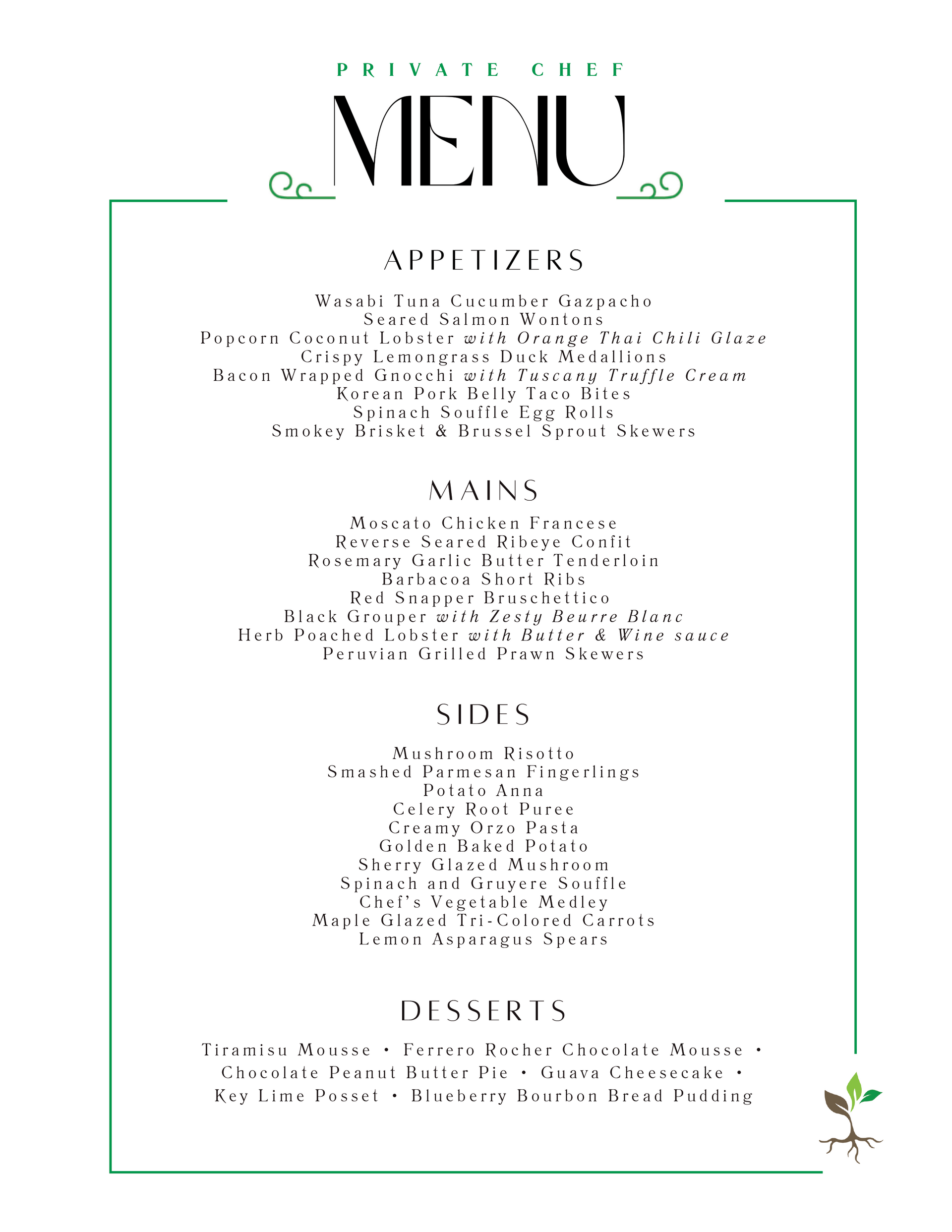 Custom Private Chef Services | Fine Dining at Your Door