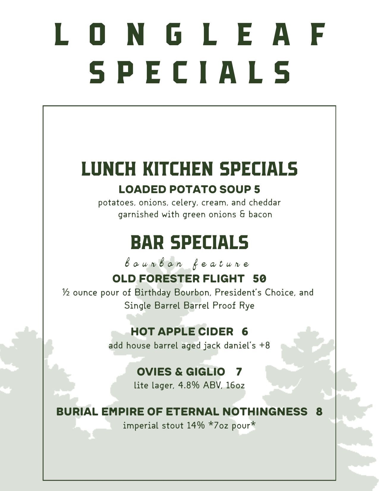 Menu | Longleaf Swine | Raleigh