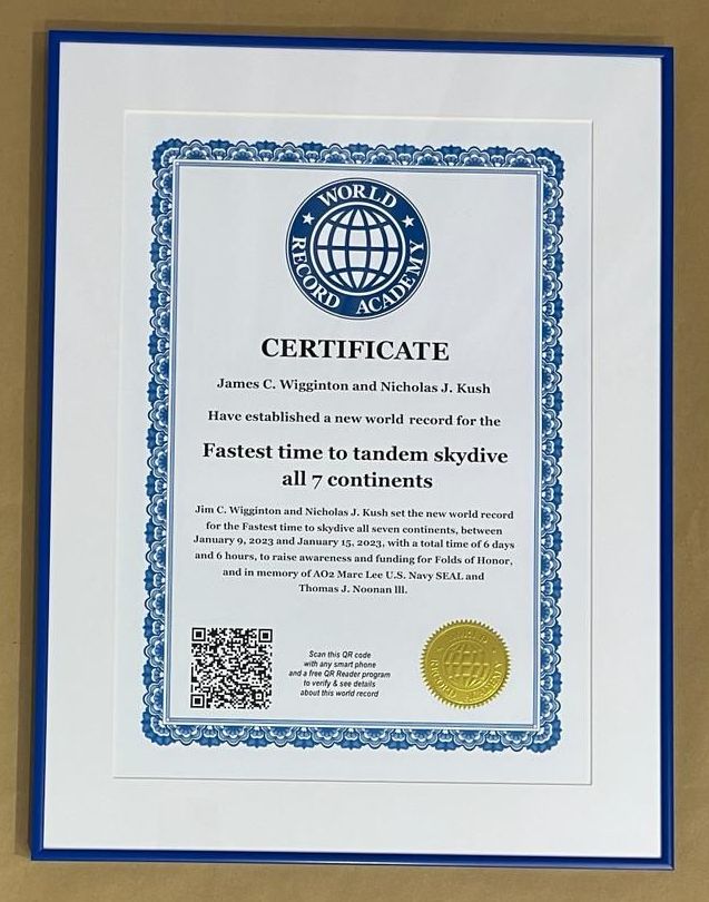 Fastest time to tandem skydive all seven continents: Jim Wigginton and ...