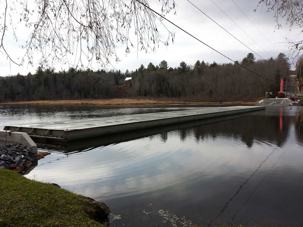 World's First FRP Floating Bridge, world record in Brookfield, Vermont