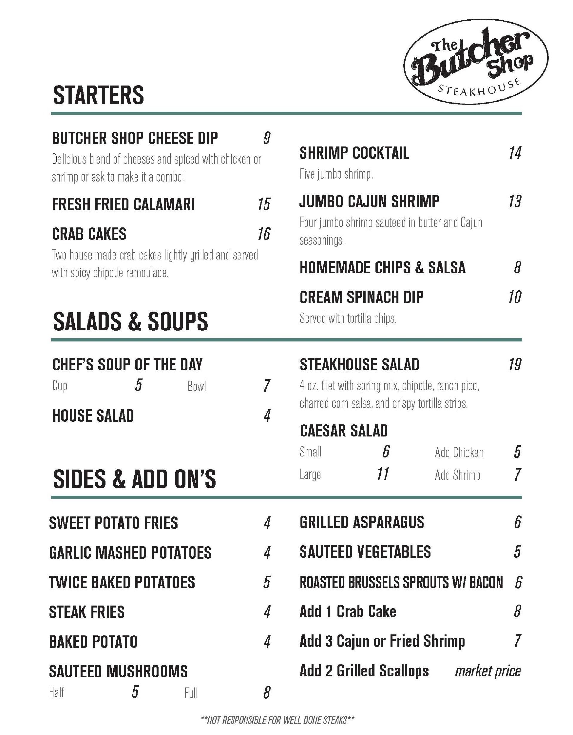 The Butcher Shop | Menu | Little Rock, Arkansas