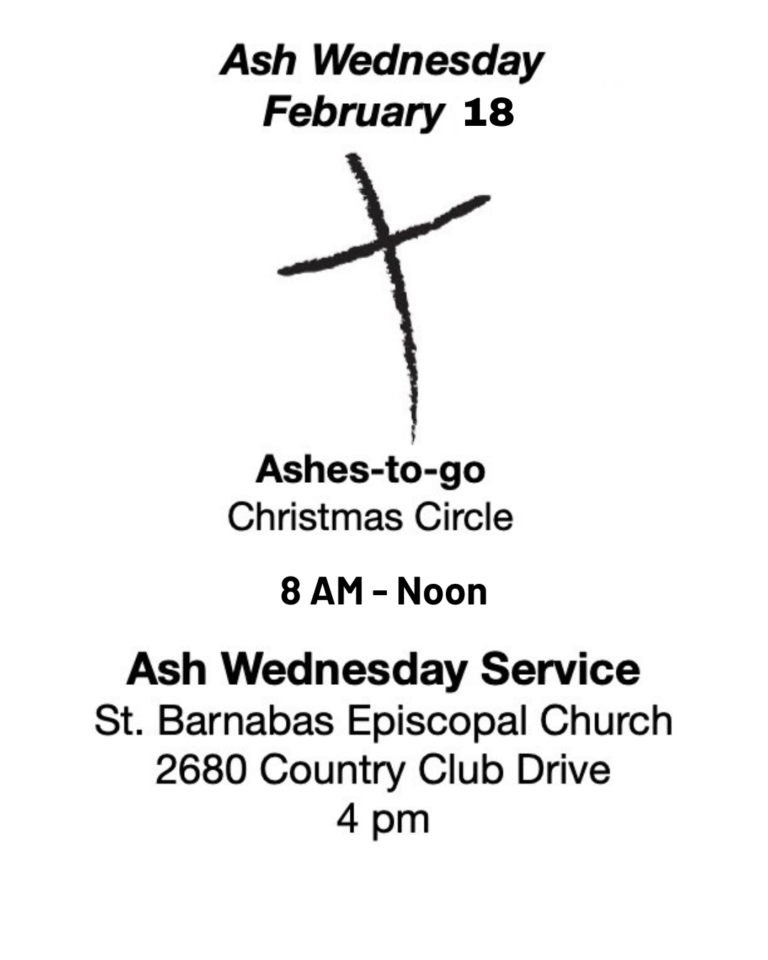 Ashes-to-go and Ash Wednesday, February 18, 2026