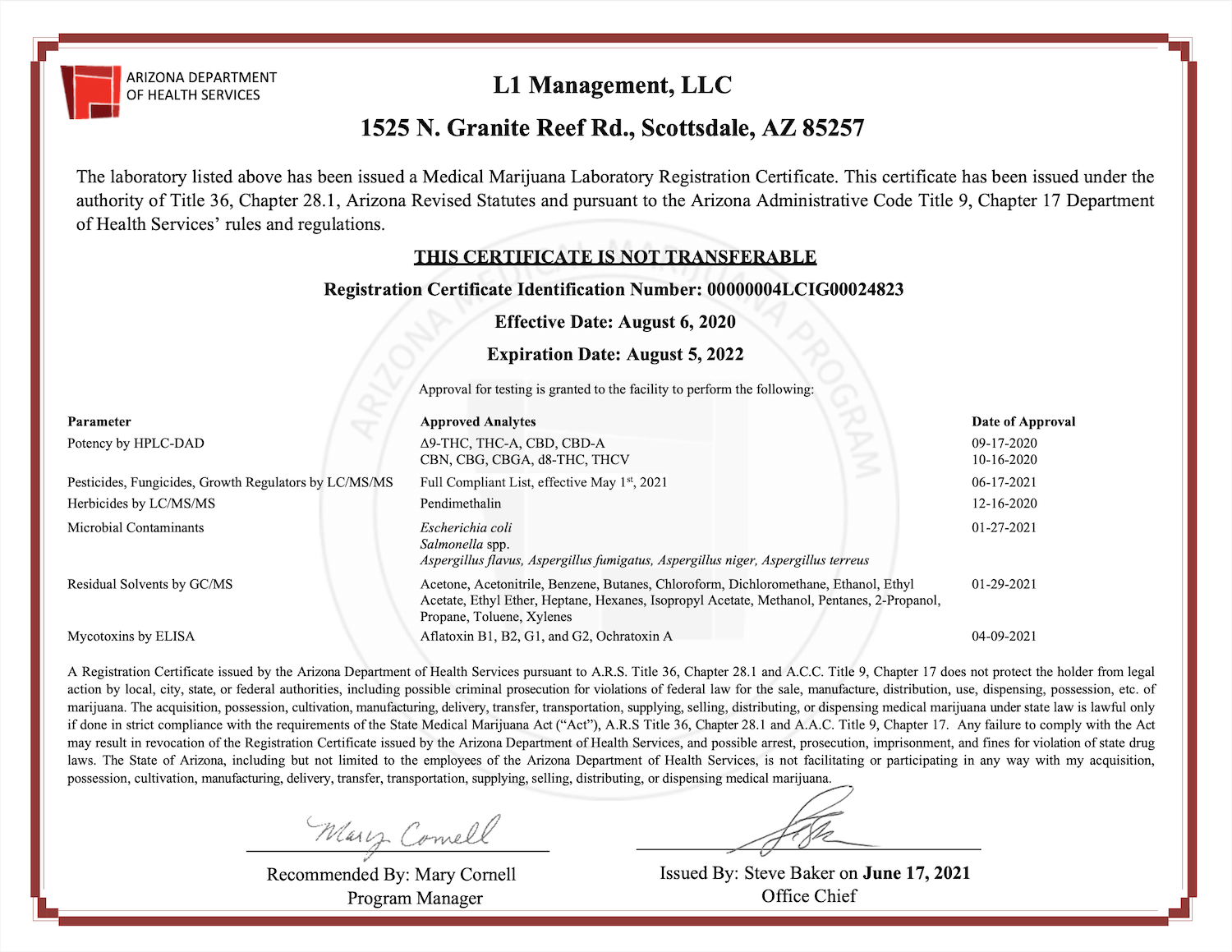 Cannabis Testing Lab, Marijuana Testing Lab in Arizona | Level One Labs