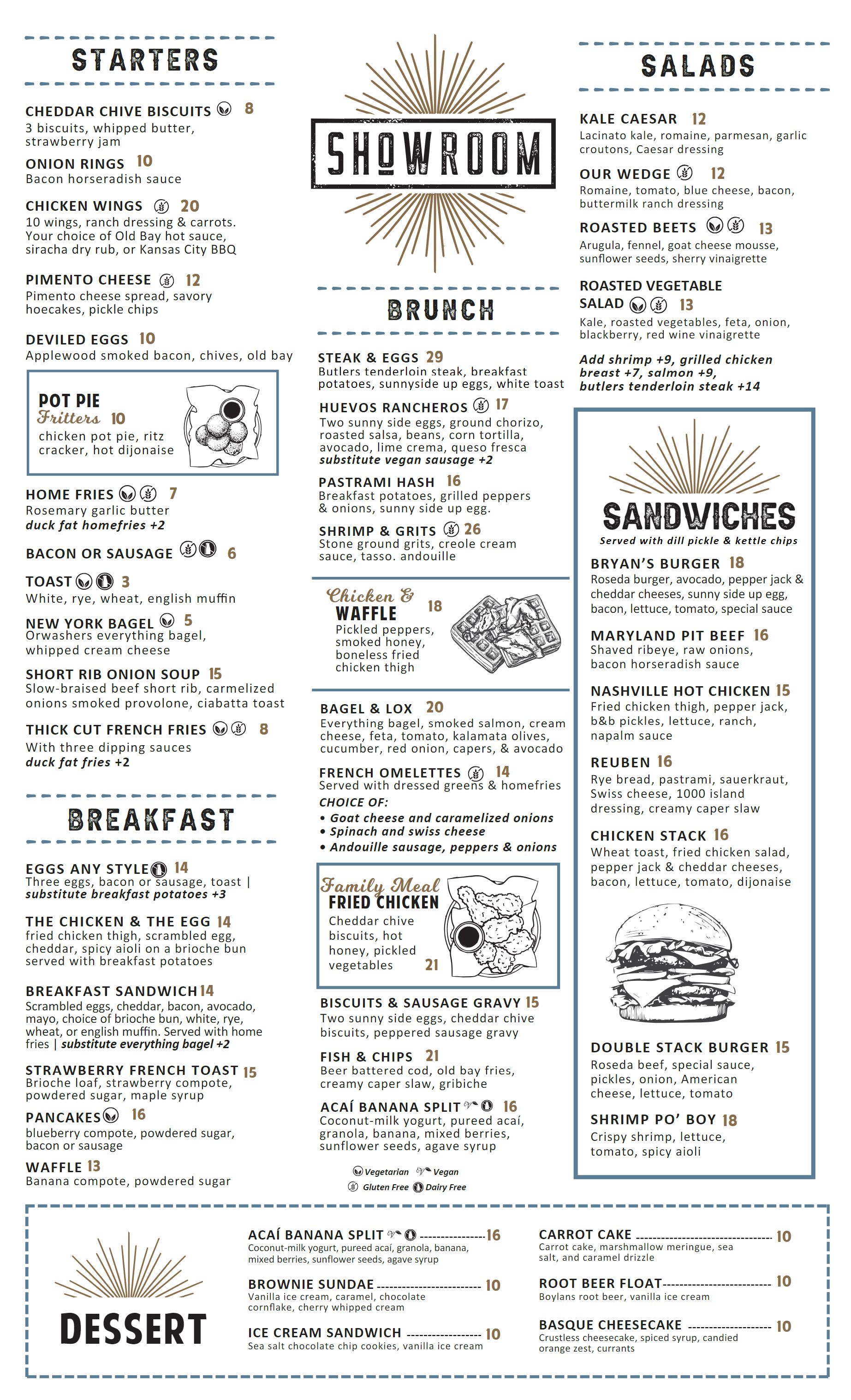 Lunch Menu | Showroom | Frederick, MD