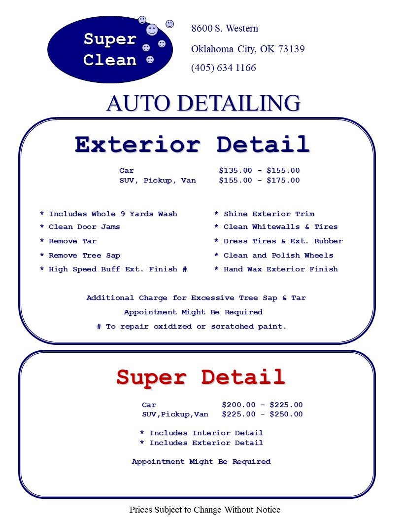 Auto Detailing | Oklahoma City, OK | Super Clean Full Service Car Wash ...
