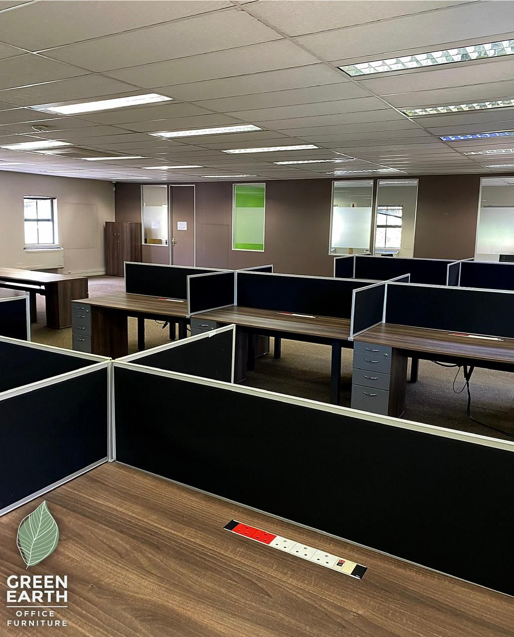 American walnut cluster desking