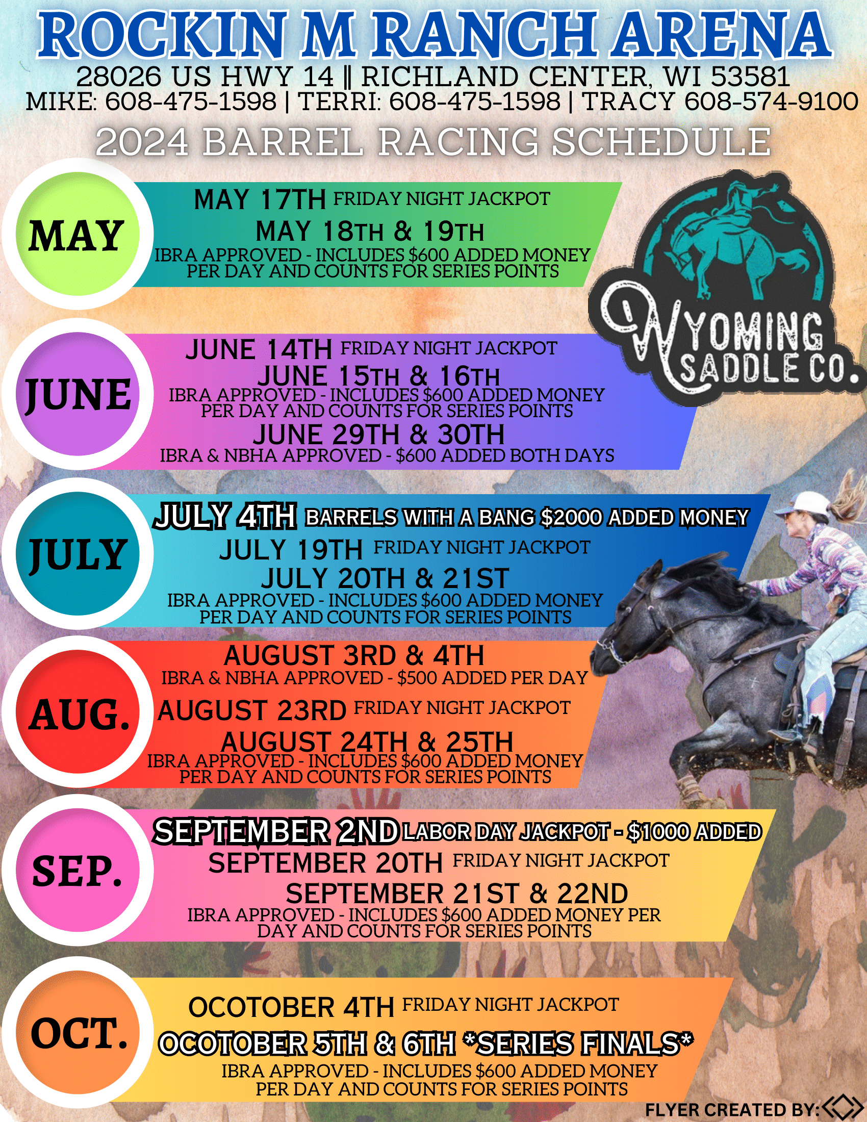 Rocking M Ranch Arena Schedule | Wyoming Saddle Company | Richland ...