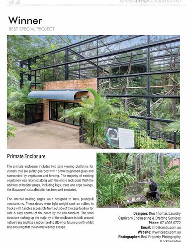 Primate Enclosure - Capricorn Engineering and Drafting Services