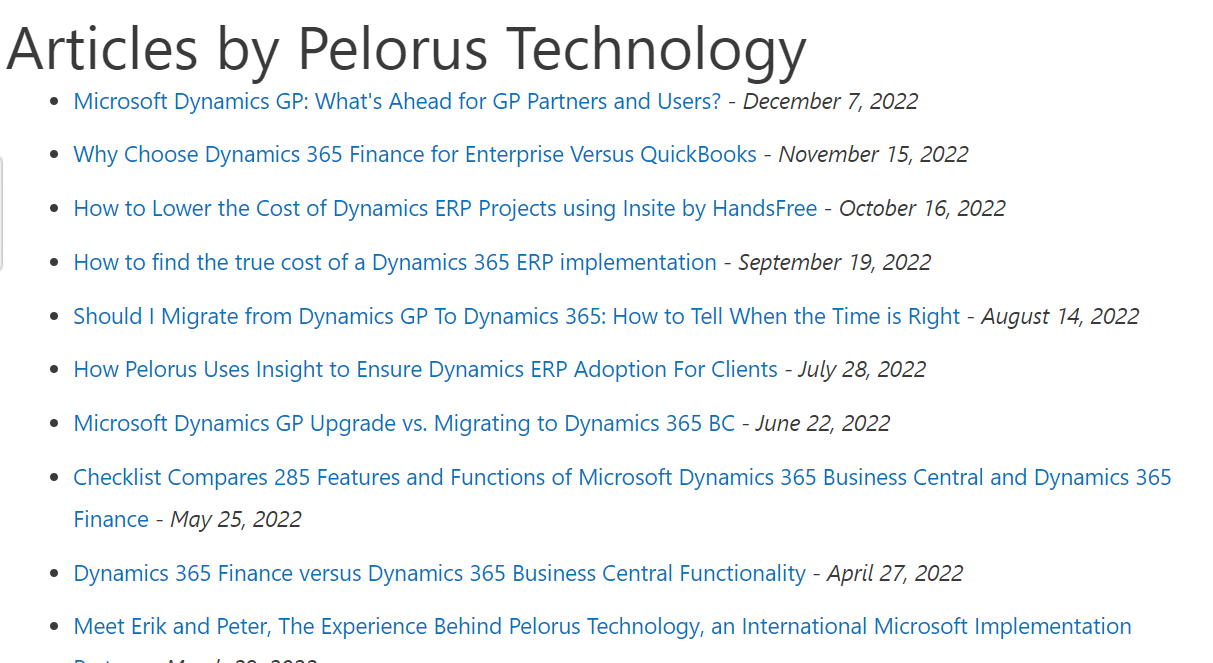 Pelorus Technology ERP Implementations D365