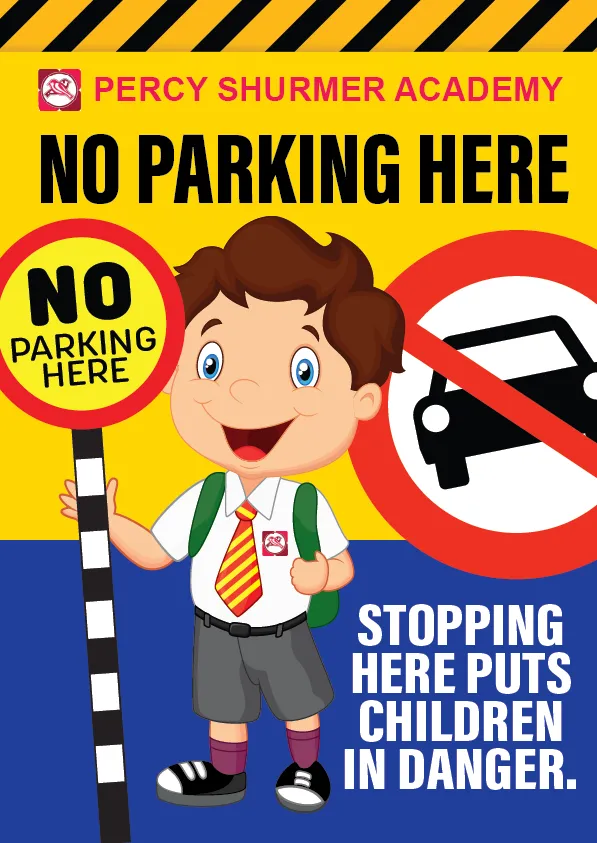 School SafetyTraffic Parking road Signs. No Parking Signs and banners