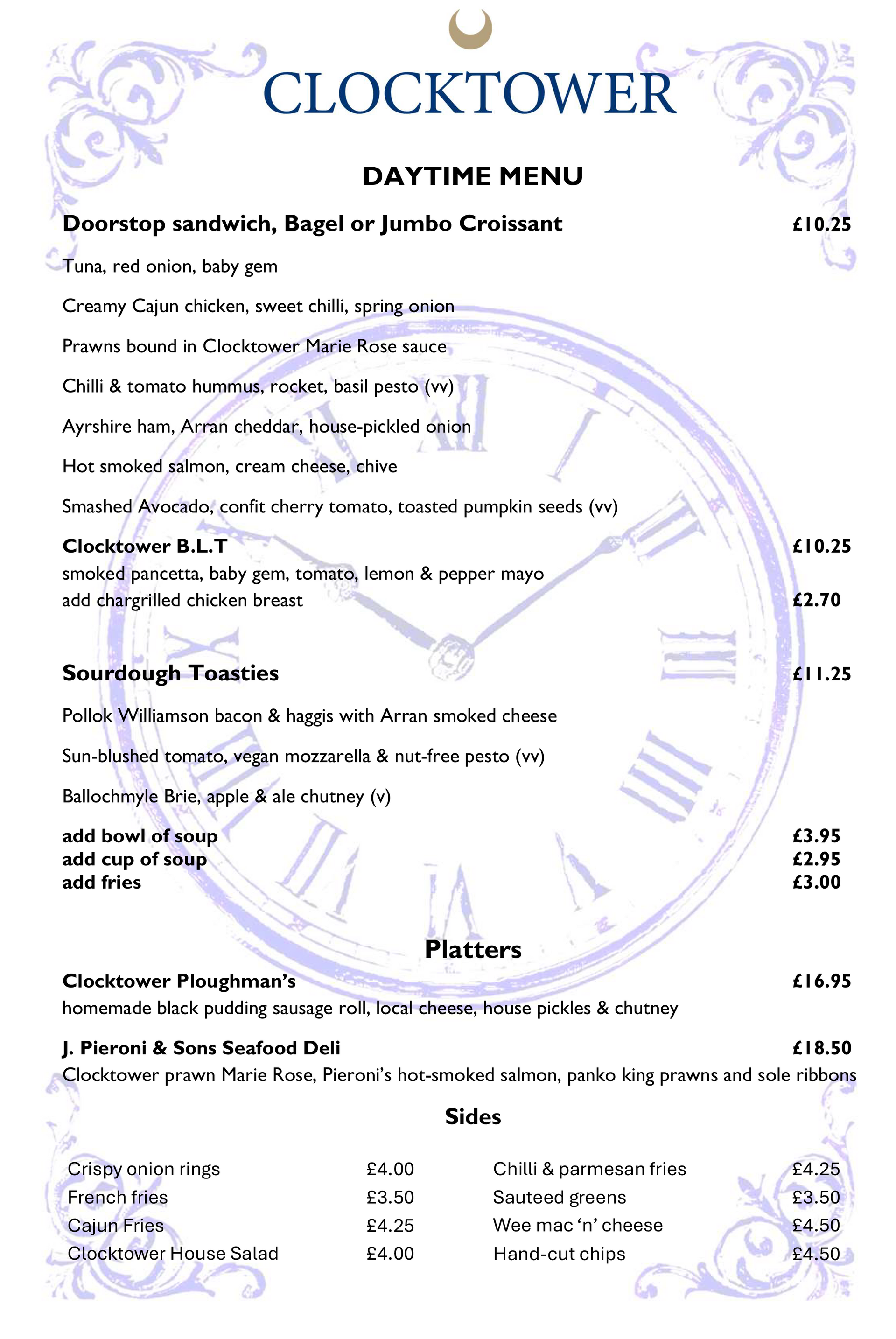 Lunch Menu | Clocktower Cafe Bar
