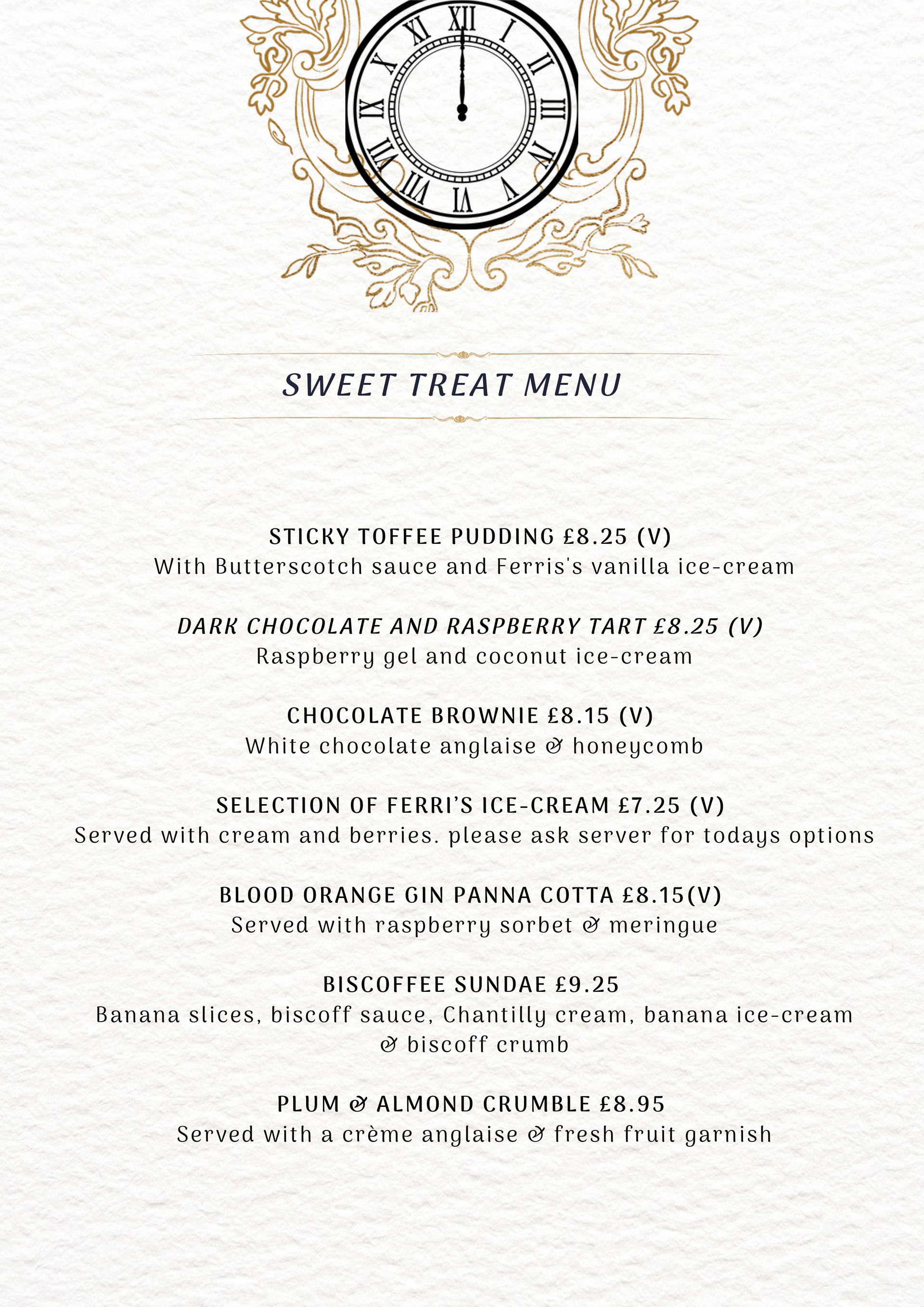 Dinner Menu | Clocktower Cafe Bar