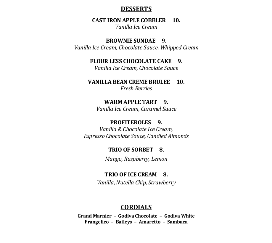 Old Post Tavern Menus | Fairfield CT