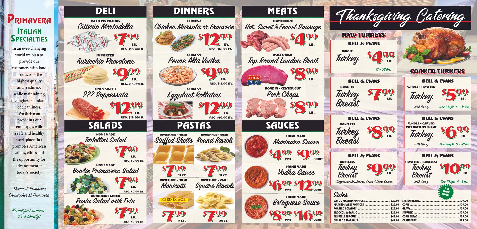 Menu - Primavera Italian Specialties | Massapequa, NY