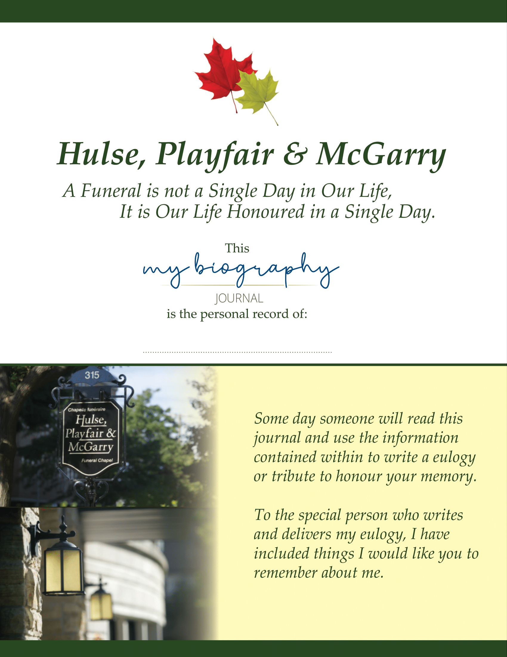 HPM | Biography Book | Funeral Homes & Cremation Ottawa