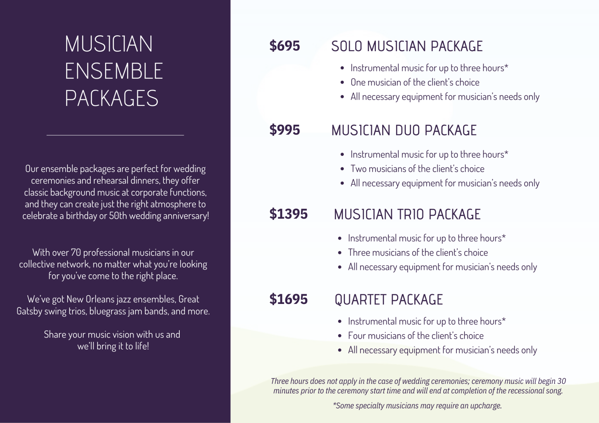 Music Pricing | Greenville, SC | Collective Music Solutions