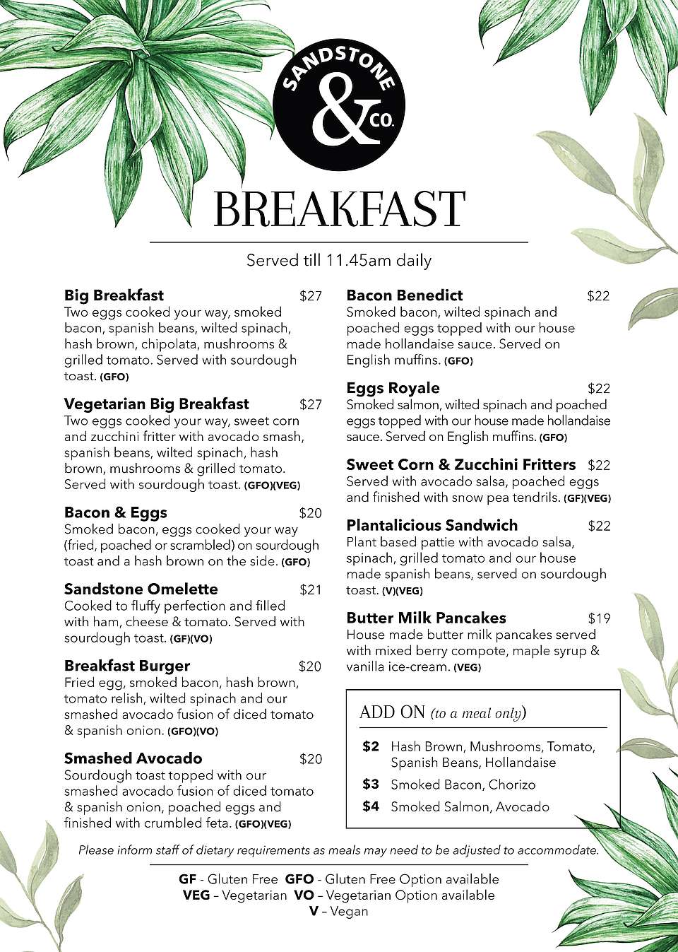 Breakfast - Sandstone & Co Cafe - Geelong