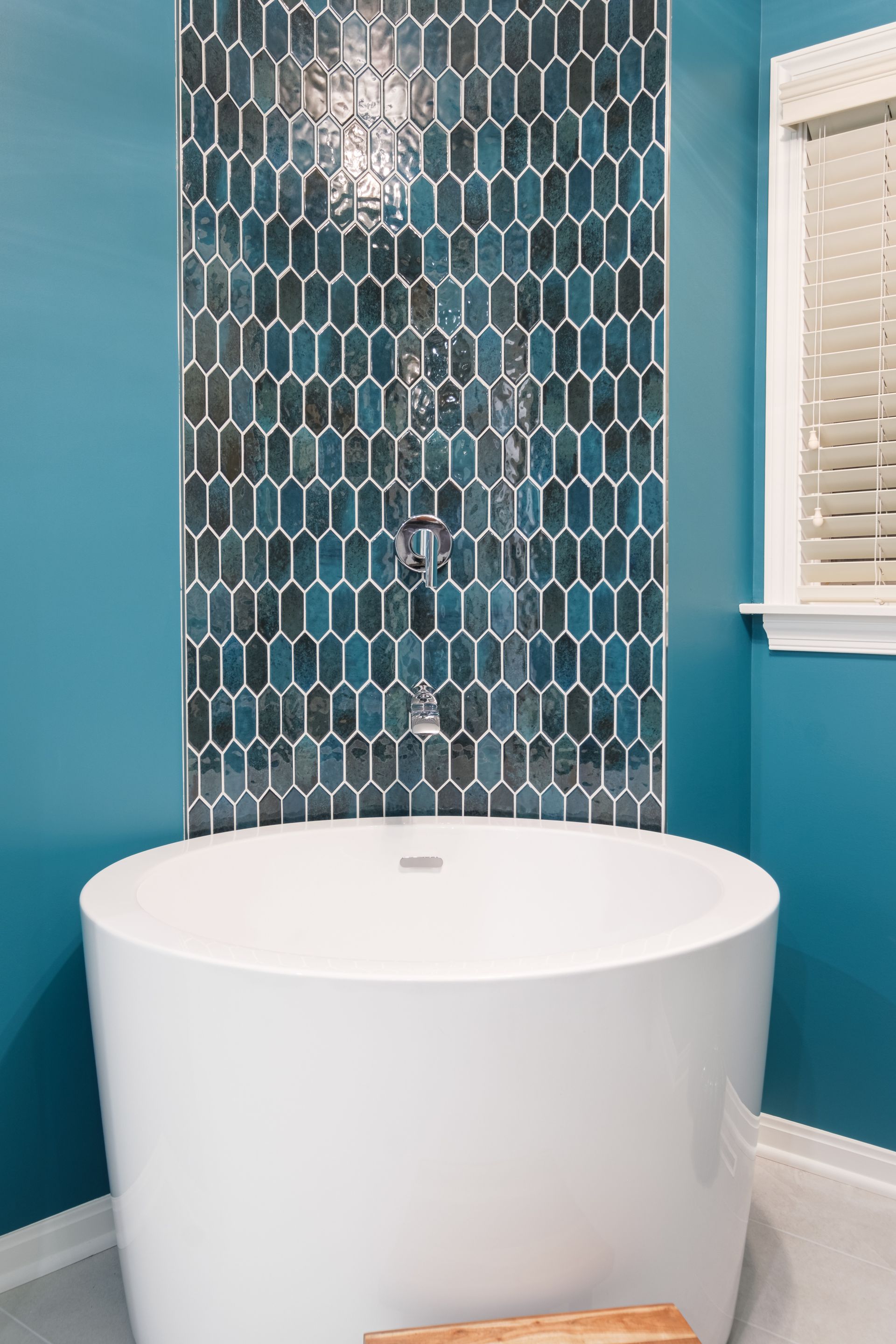 Alluring Teal and Cerulean Blue Bath Remodel in Hudson, OH