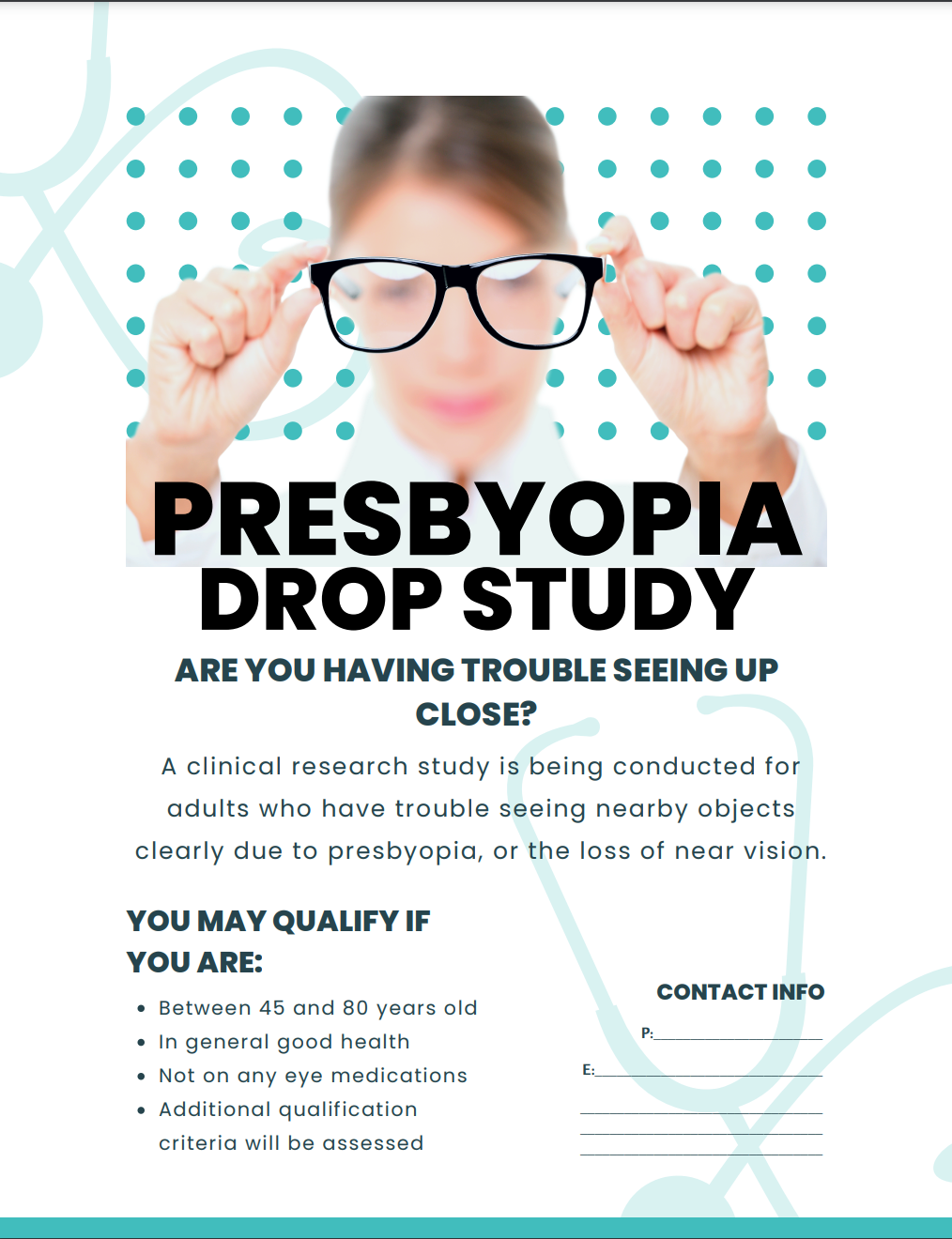 Visus Therapeutics Presbyopia Eye Drop Study