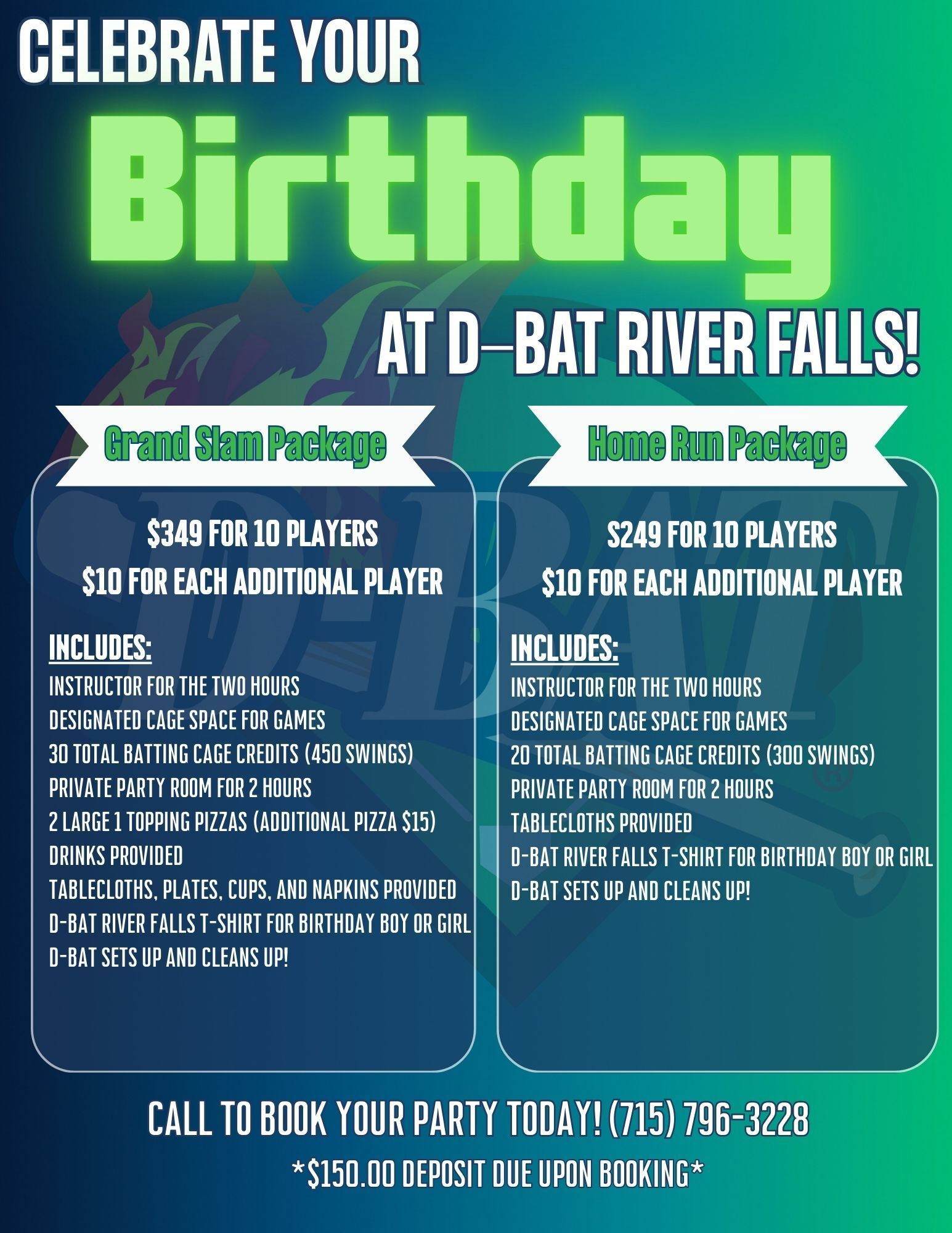 Birthday Parties | D-BAT River Falls | River Falls, WI