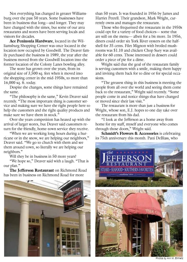 ABOUT US | The Jefferson Restaurant | Williamsburg, VA