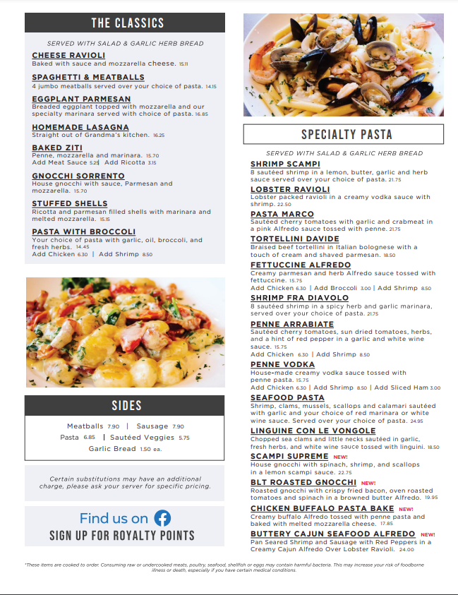 Menu - Basile Italian Delight Restaurant