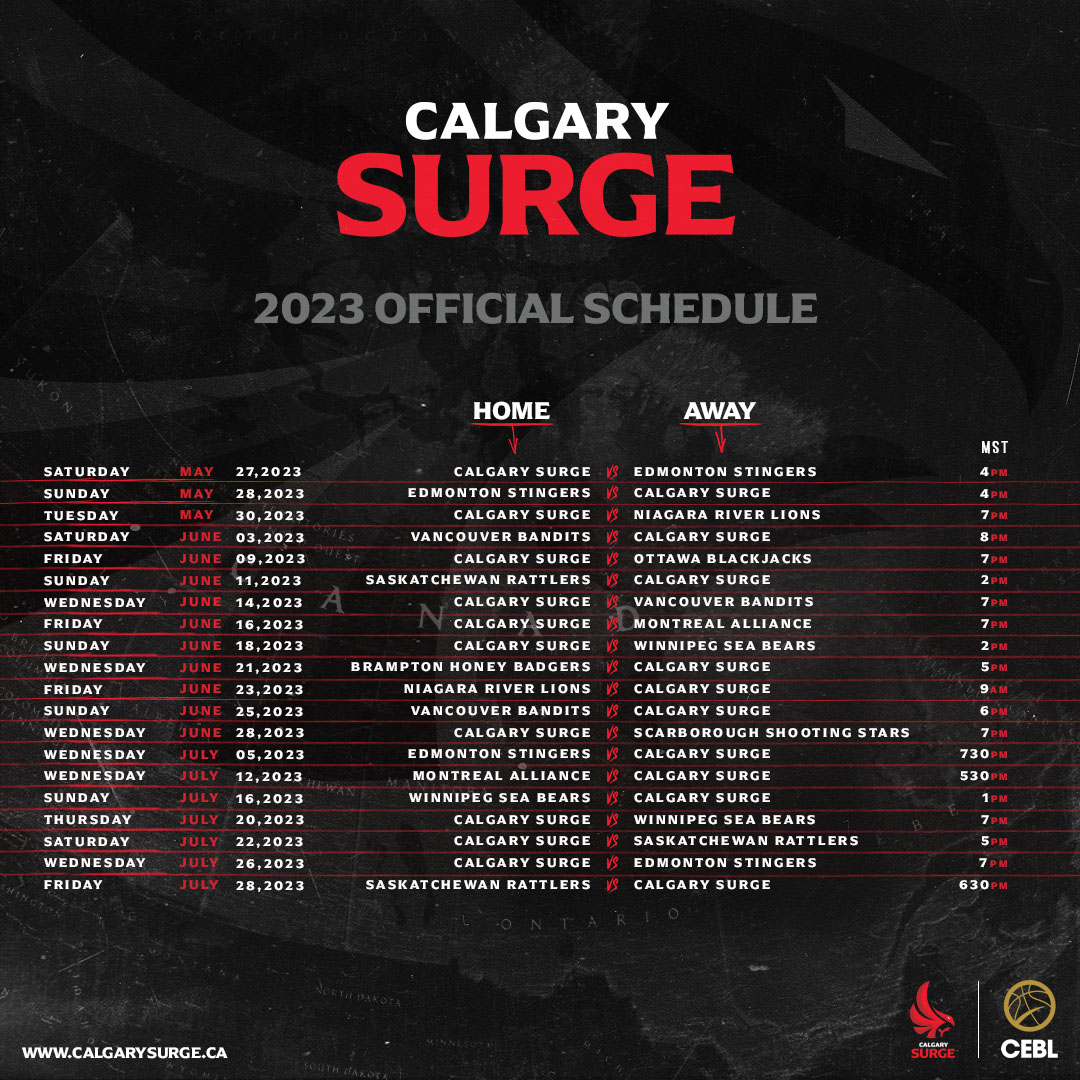 CALGARY SURGE ANNOUNCE 2023 INAUGURAL SEASON SCHEDULE
