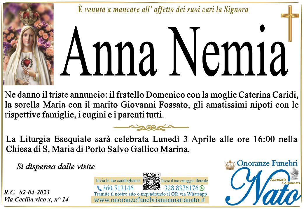 NEMIA ANNA Onoranze Funebri, Annamaria e Alessandra Nato, Reggio ...