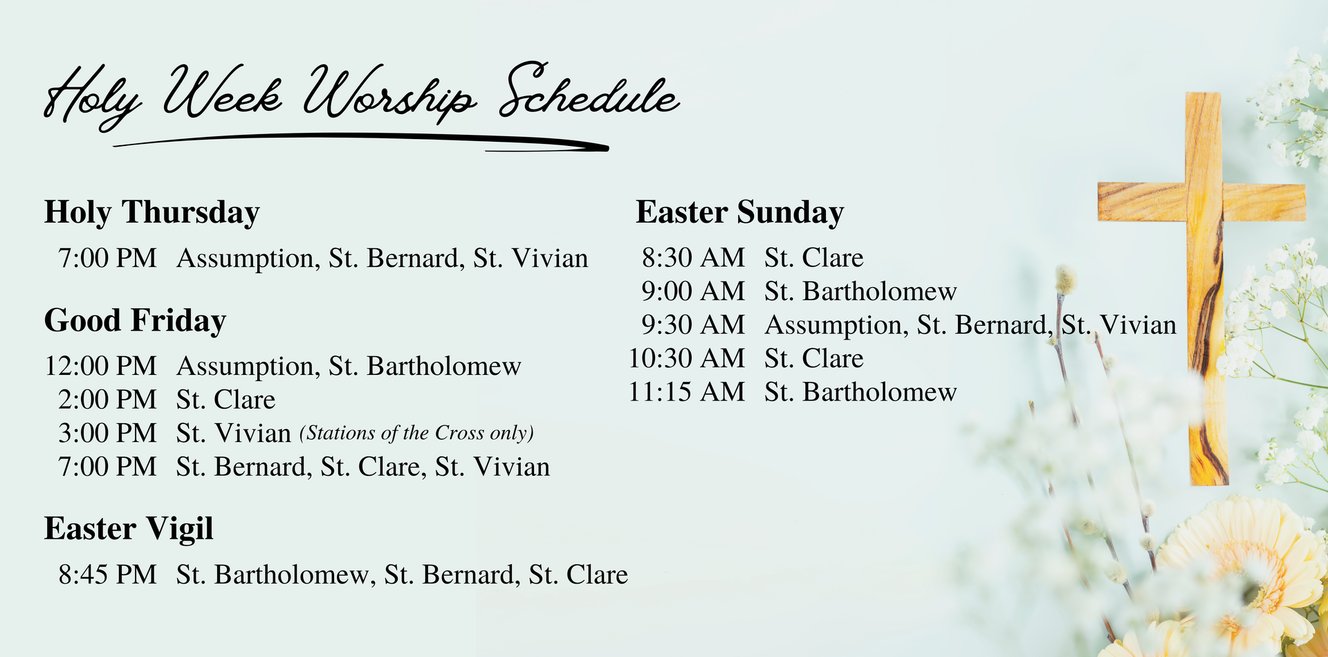 Holy Week Worship Schedule